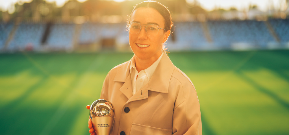 Lucy Bronze presented with FIFA trophies